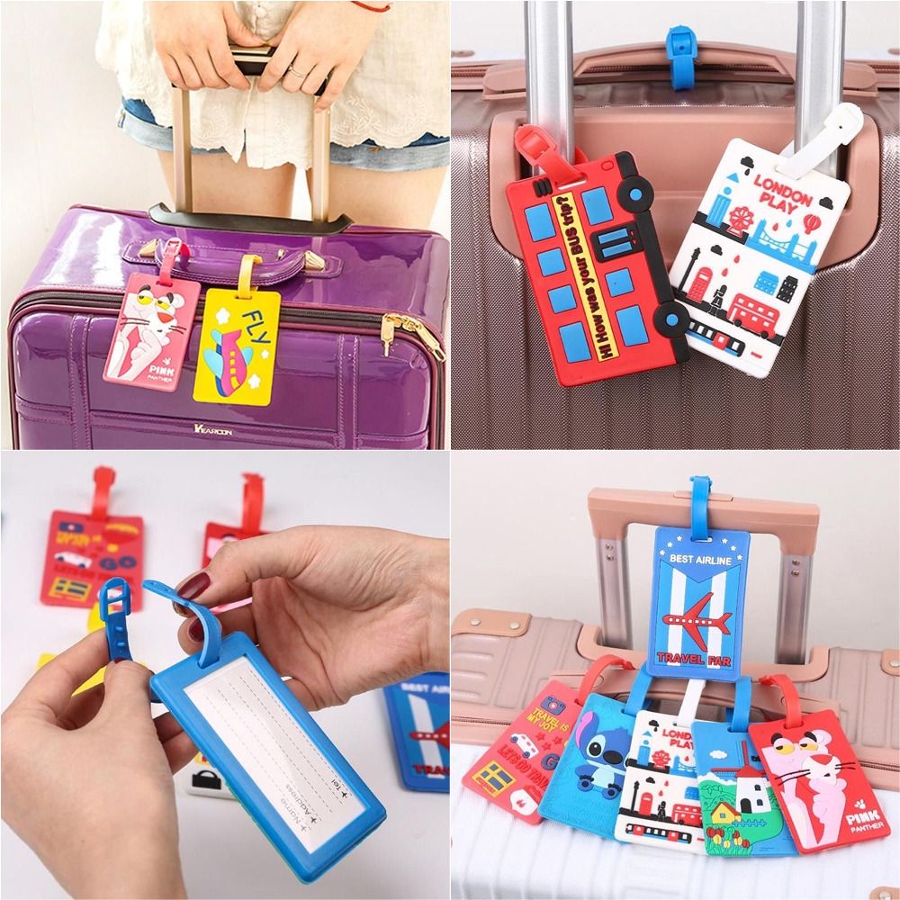 Soft Baggage Name Tags Handbag Label Airplane Check-in Pink Panther Holiday Travel Stitzer ...