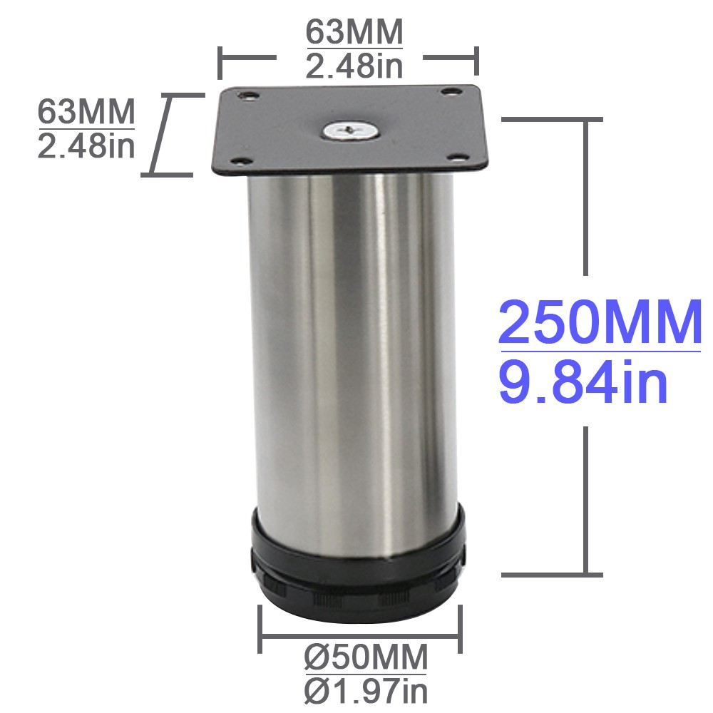 Onuobao 4PCS 2" Dia Stainless Steel Adjustable Furniture leg Adjustable ...