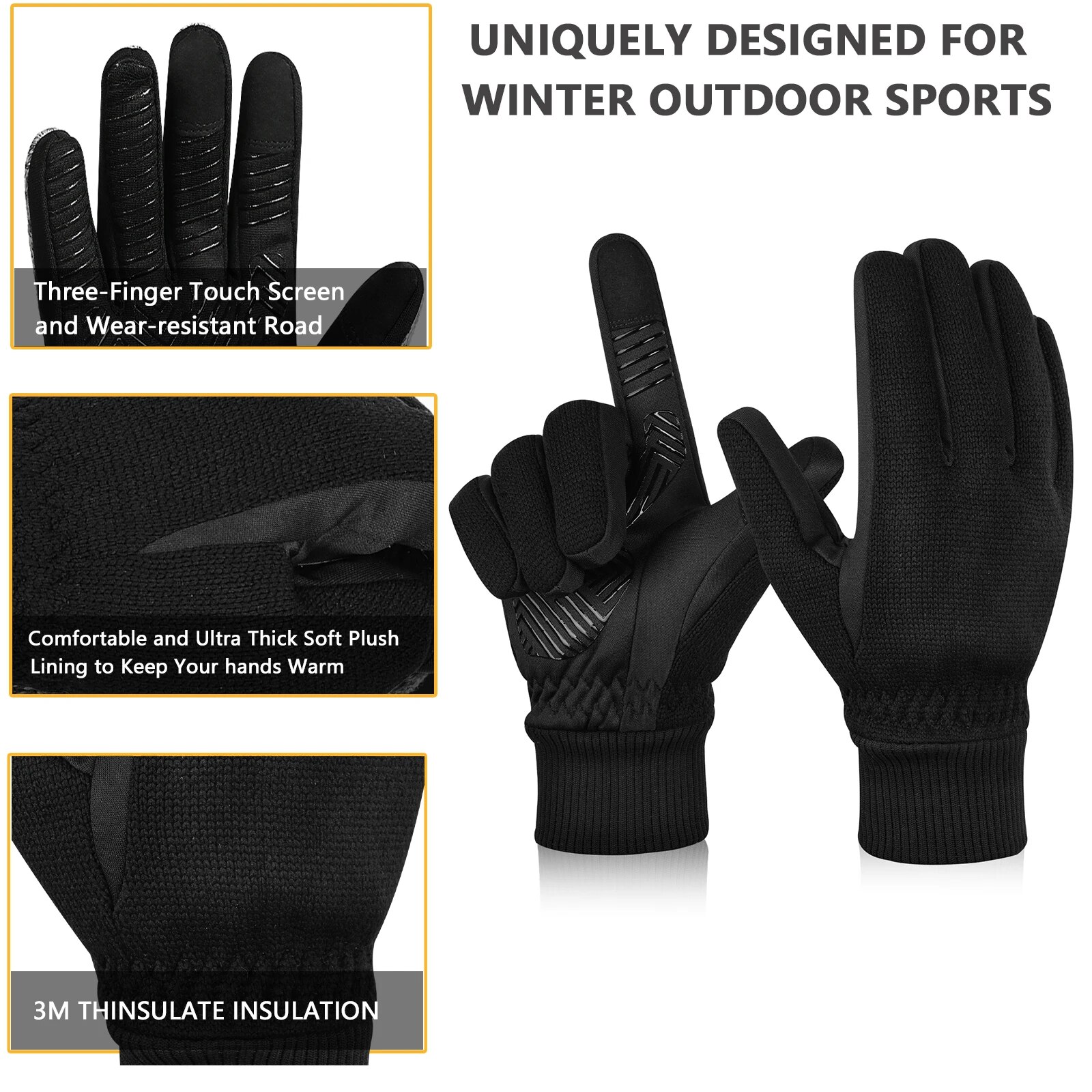 【TechGlobe】MOREOK Winter Gloves 3M Thinsulate Warm Gloves Anti-slip Mitten Touchscreen Bike ...