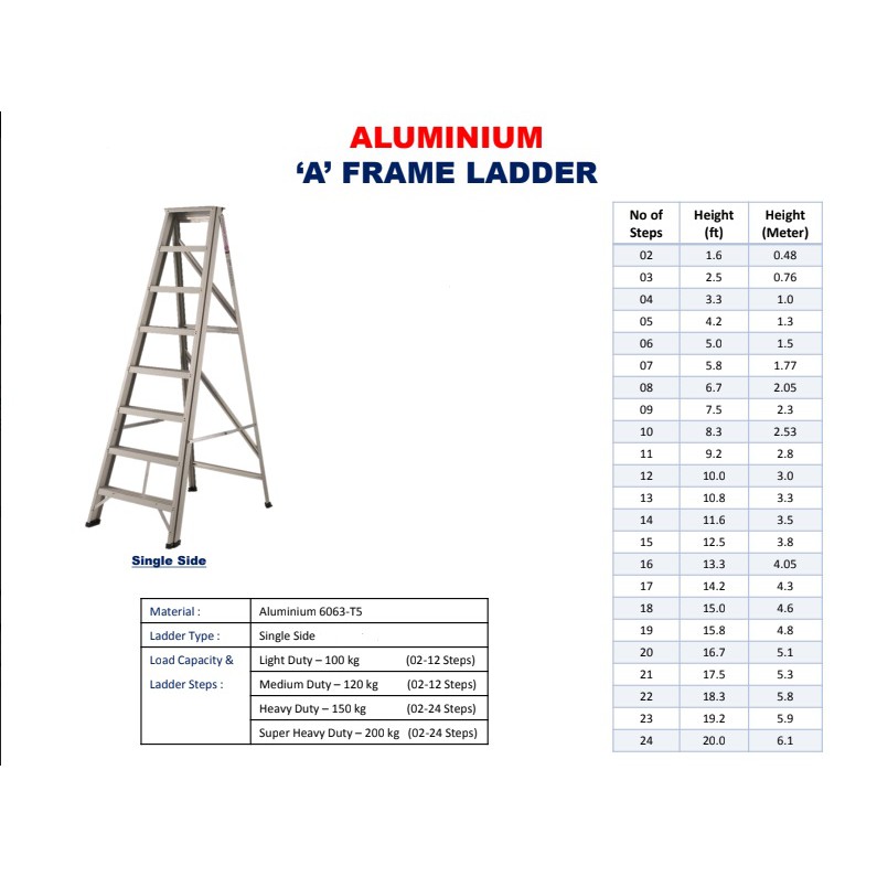 SINGLE SIDE ALUMINIUM 'A' FRAME LADDER | Lazada Singapore