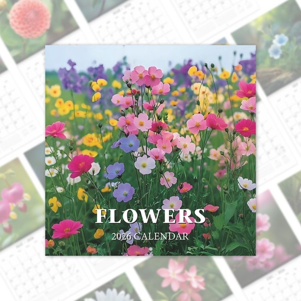 Aesthetic 12 Month Flowers Themed Wall Calendar Thick Paper Decorative ...