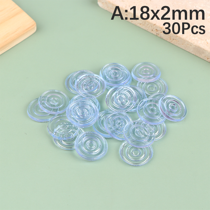 30Pcs Furniture Glass Table Pads Round Transparent Rubber Tea Table Mat ...