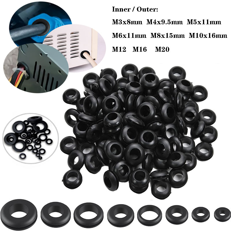 50pcs M3-M20 Rubber Sealing Oil Rings Grommet Gaskets For Protects Wire ...