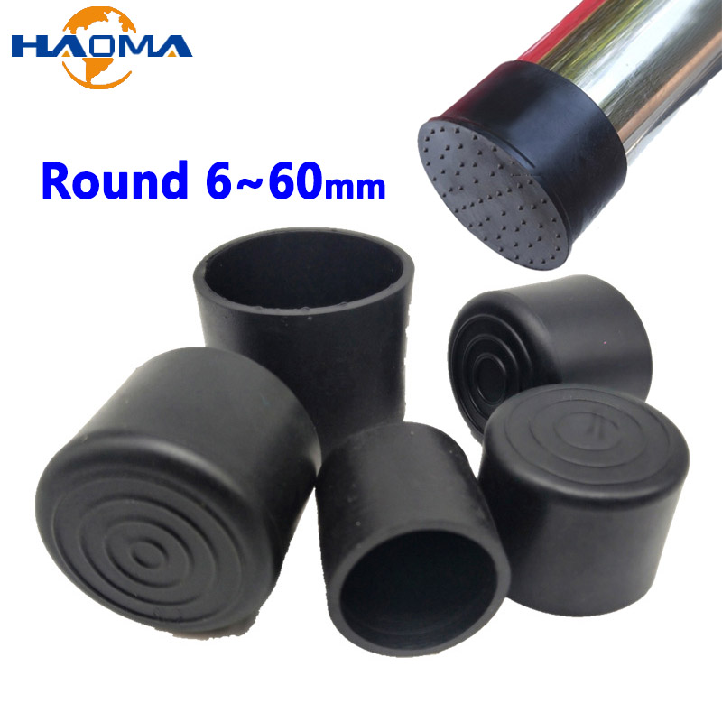 6-60mm Black Pvc Foot Pads Table Chair Leg Caps Non-Slip Feet Dust ...