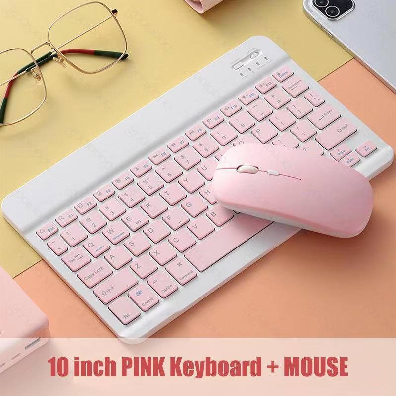 Universal 10 Inches Keyboard And Mouse Set Wireless Slim Portable Bluetooth Keyboard Mouse Set