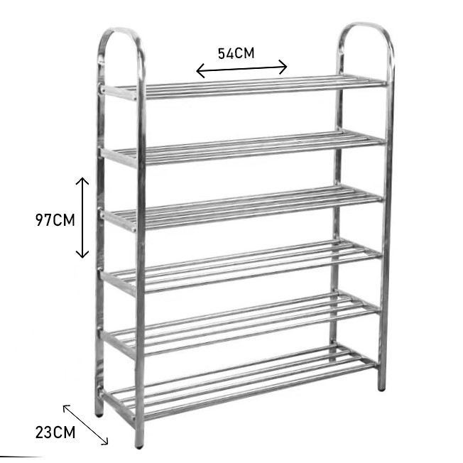4 /6 LAYERS STAINLESS STEEL SHOE RACK WITH HANDLE INDOOR OUTDOOR RACK ...