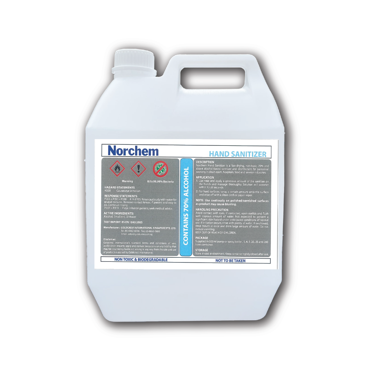 Norchem Hand Sanitizer/Sanitising Disinfectant 70% Isopropyl Alcohol ...