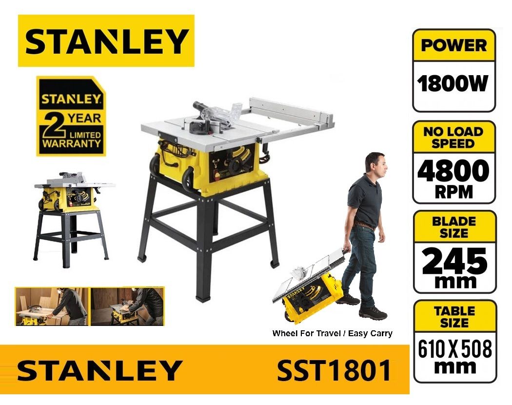 Stanley SST 1800W (254mm / 10-inch) Table Saw with Frame | Lazada