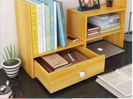 Small Desk Bookshelf Bookcase Office Storage Rack Simple Desktop ...