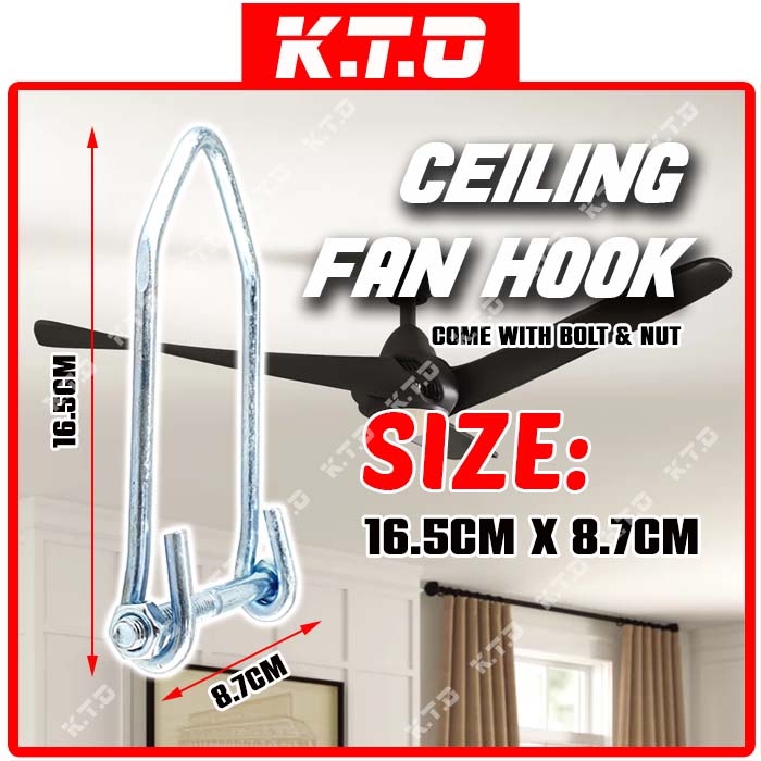METAL CEILING FAN HOOK come with BOLT and NUT U FAN HOOK / CANGKUK ...