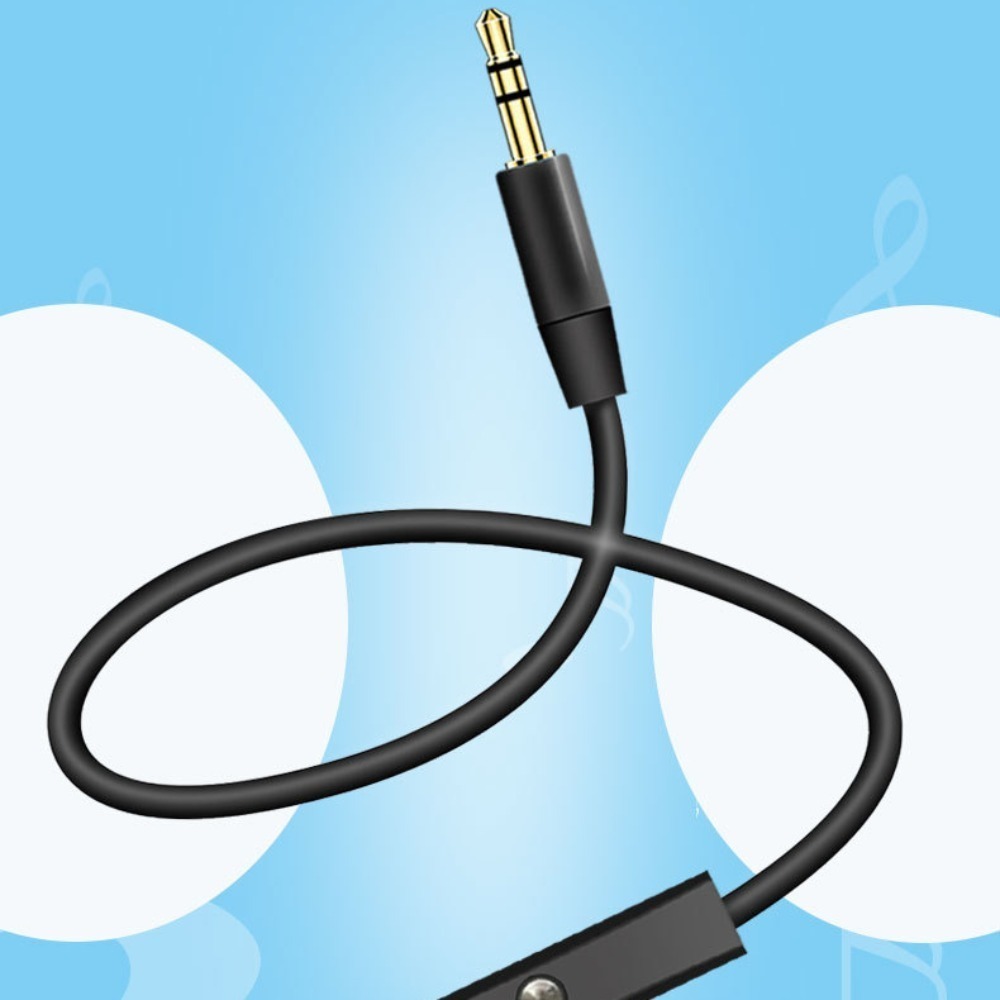 -Plated .2m AUX Cord Wire Control Male To Male With Microphone 3.5mm ...
