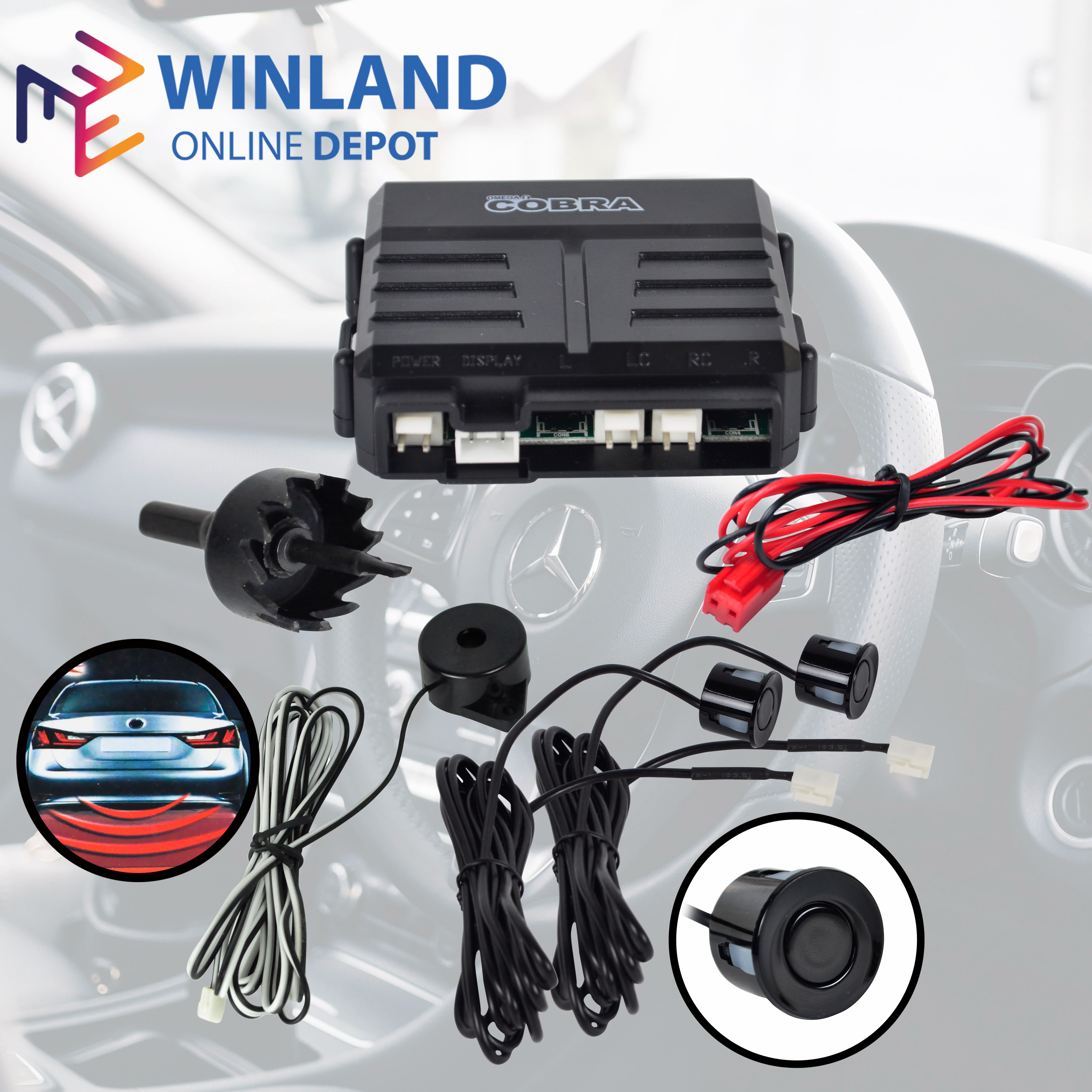 OMEGA COBRA Parking Assistant System 0.4-0.2 Meter 2 Sensor Wide Range ...