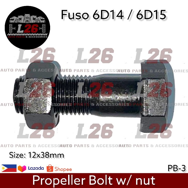 Fuso 6D14/15 PROPELLER BOLT WITH NUT - BROWN BOX 12x38mm RH (40 pieces ...