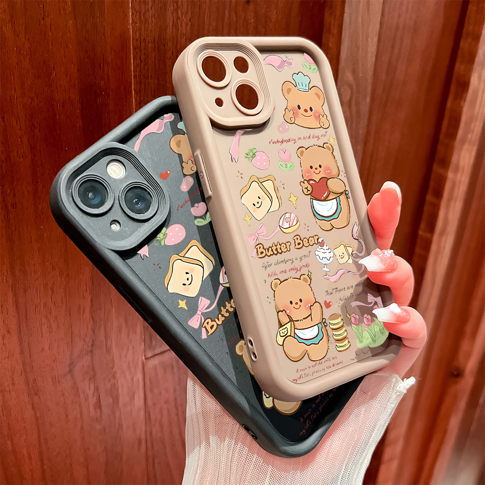 Jizetin for iPhone 16 Pro Max 16 Plus Back Cover Butter Bear Ladder ...