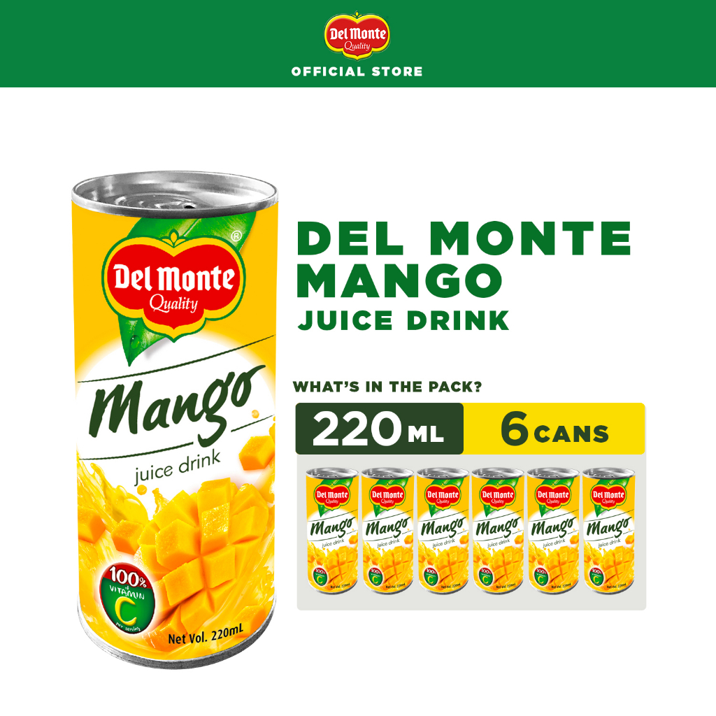 DEL MONTE Mango Juice Drink with All-natural Sweetness - 220ml x 6 | Lazada PH