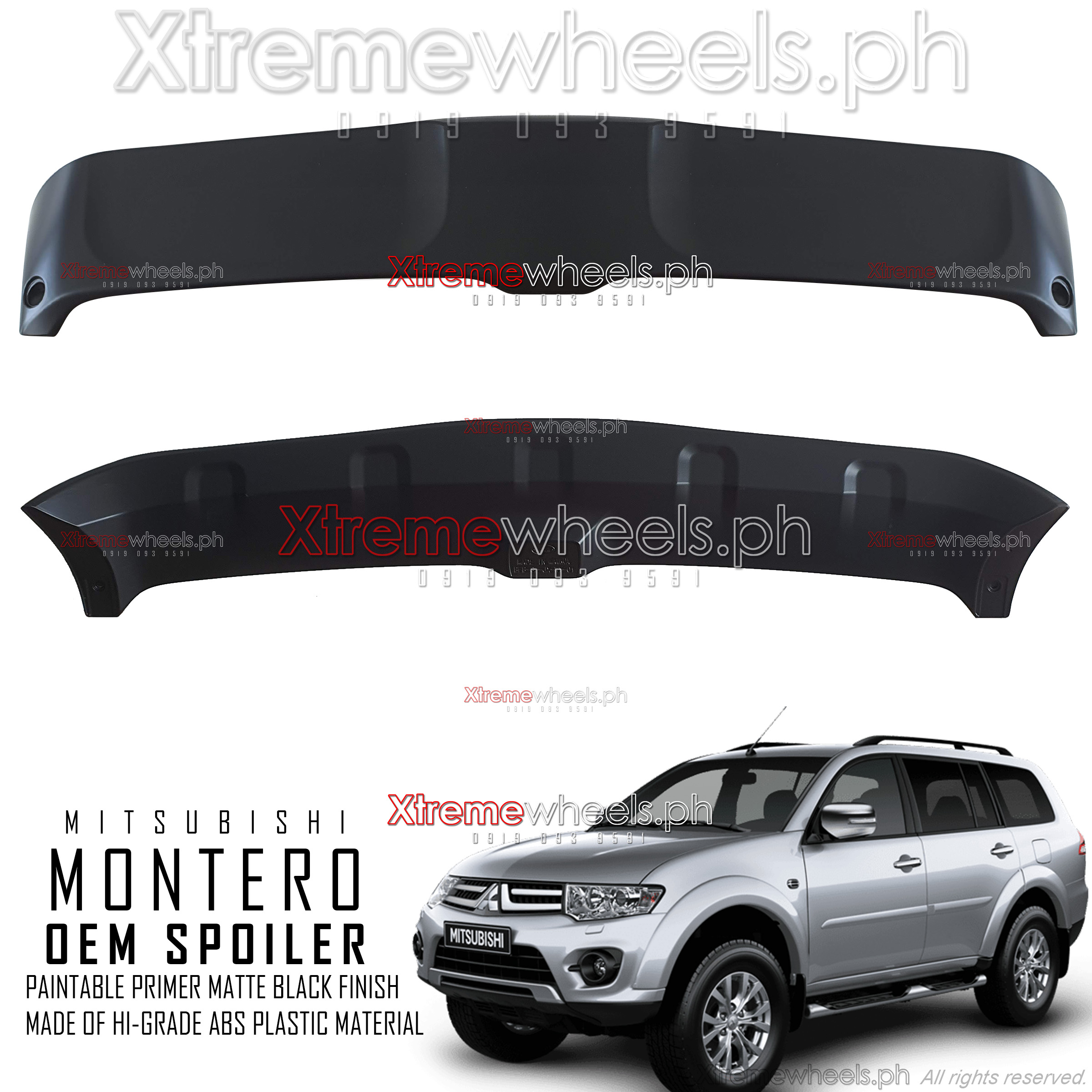 Montero Sport 2008-2015 GT Type Black Rear Spoiler With Primer Black ...