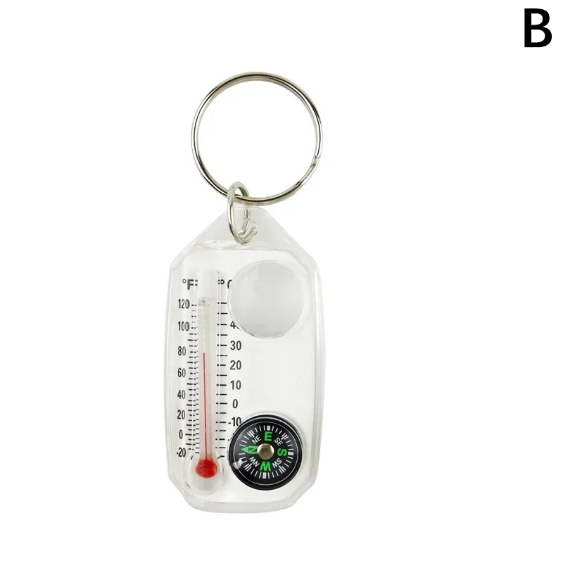 Outdoor Carabiner Compass Pointer Mini Keychain Thermometer Compass Key ...