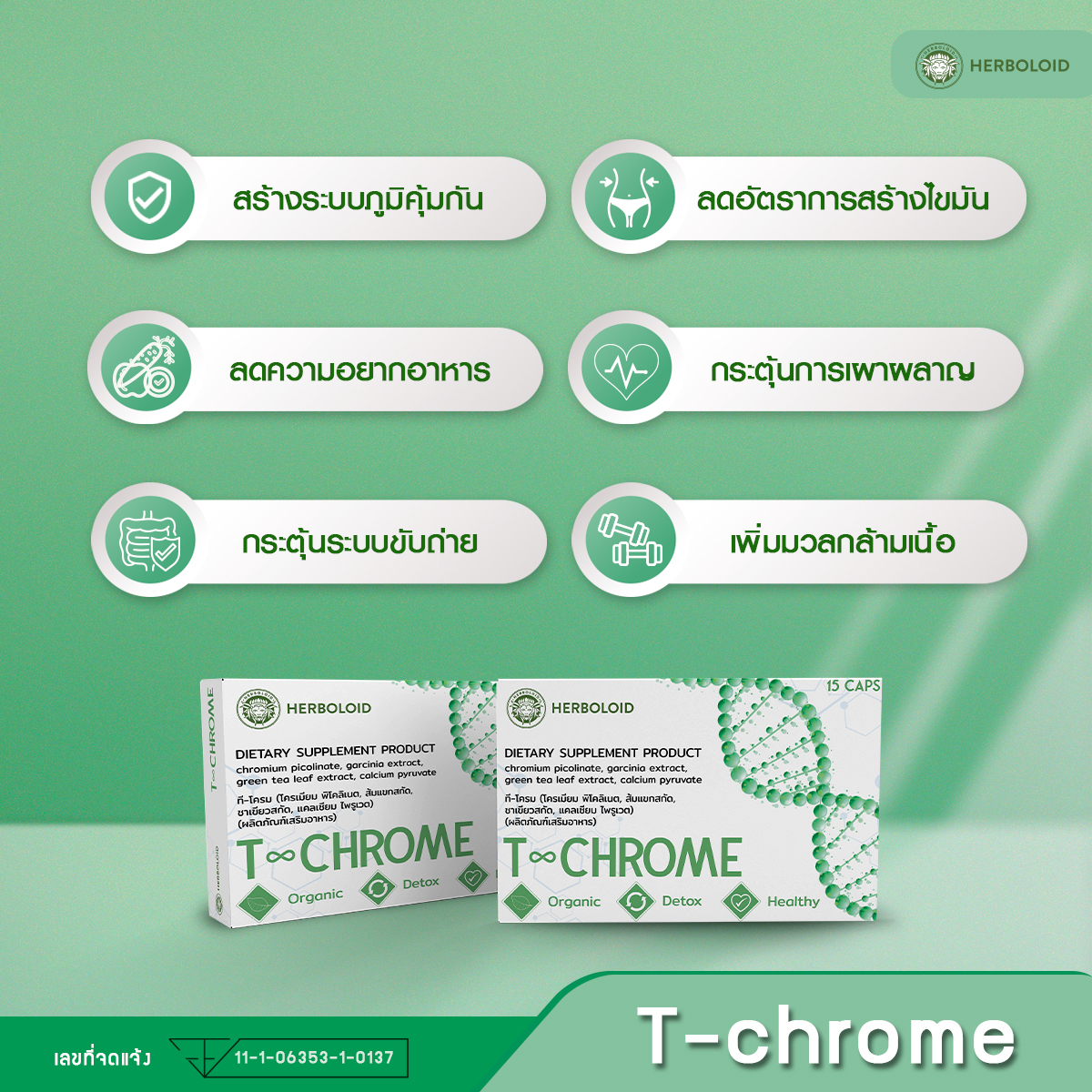 T-CHROME Herboloid ผลิตภัณฑ์บำรุงระบบย่อยอาหาร ลดไขมันส่วนเกิน - 6 แถม 3 - Herboloid Thailand ...
