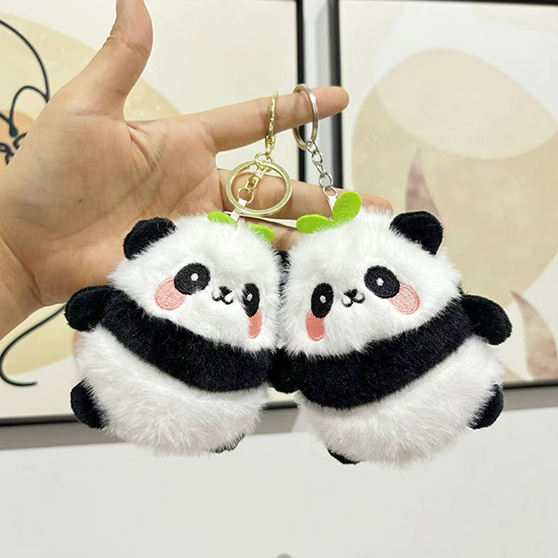 10CM Cartoon Panda Keychain Cute Panda Plush Keyring For Girls Gifts ...