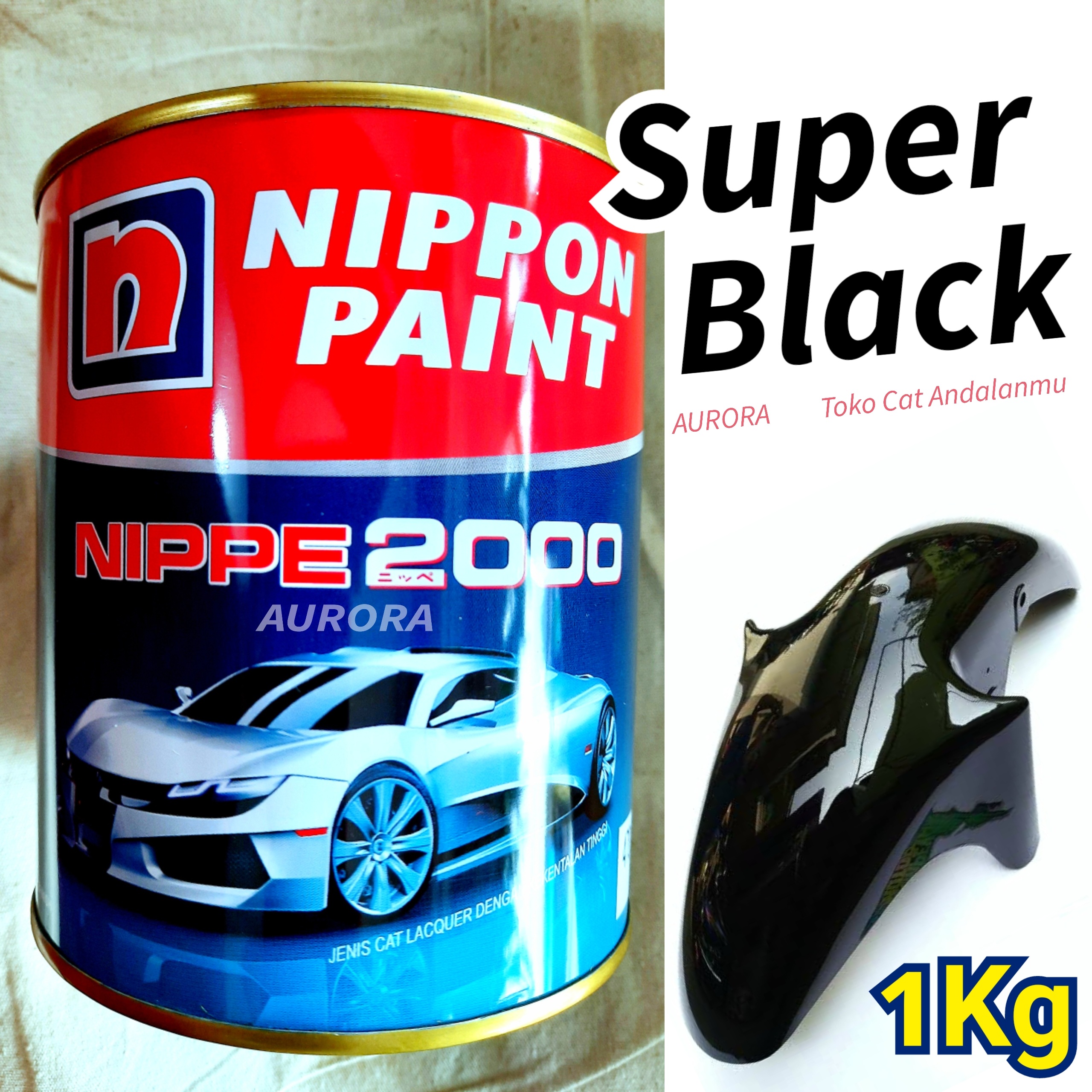 Cat Hitam Mengkilap Polos 1Kilo Nippon Paint Super Black 480 Nippe 2000 ...
