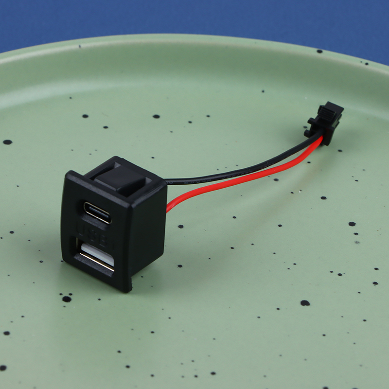 1Pc USB Female Base Type-C Black Double-Layer Socket USB A Female Lamp ...