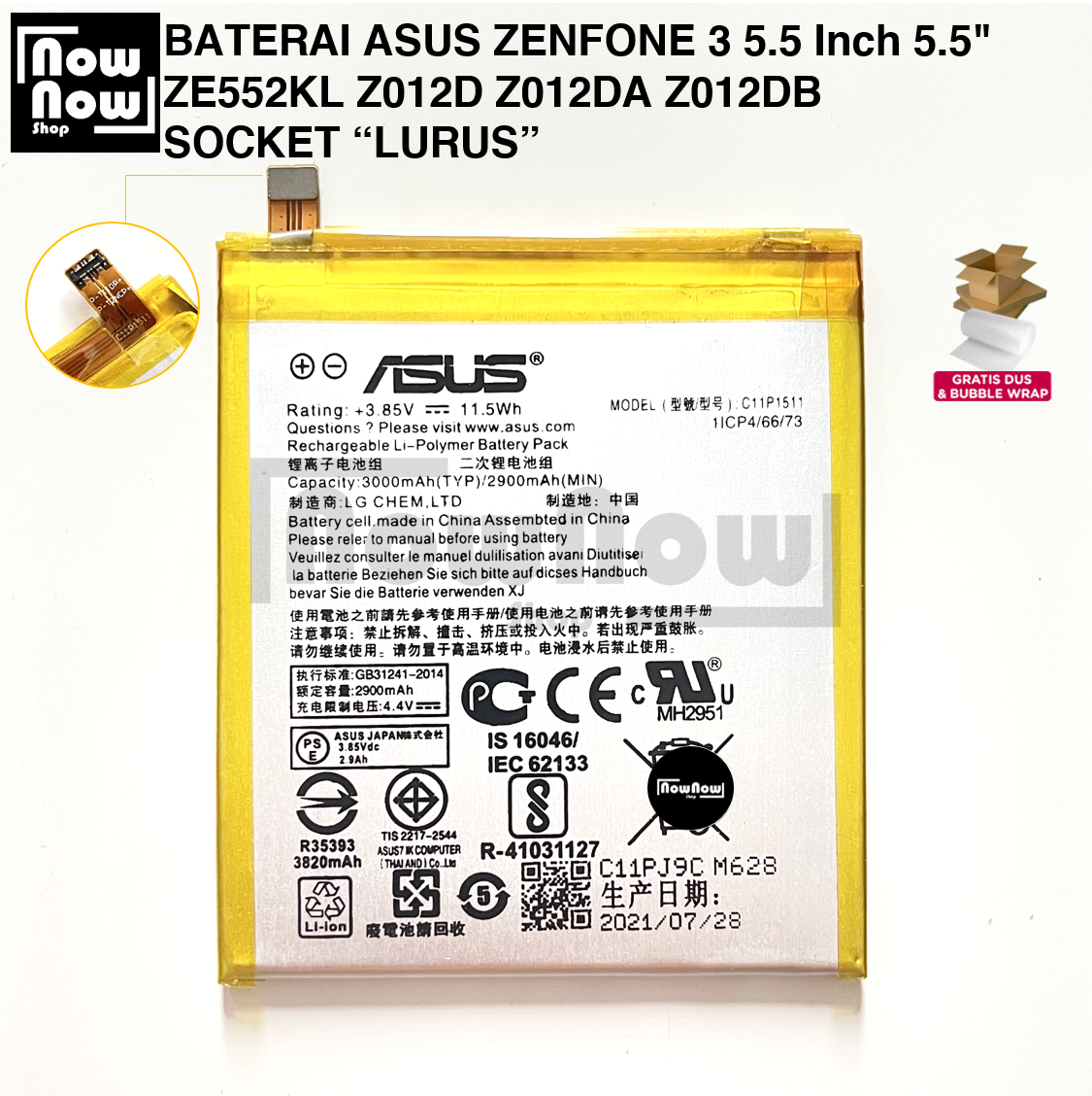 Baterai Asus Zenfone 3 5.5 Inch 5.5" ZE552KL Z012D Z012DA Z012DB ...
