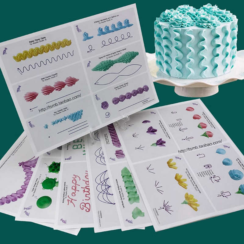 27Pcs/14sheets Cake Icing Piping DIY Practice Drawing Board Template ...