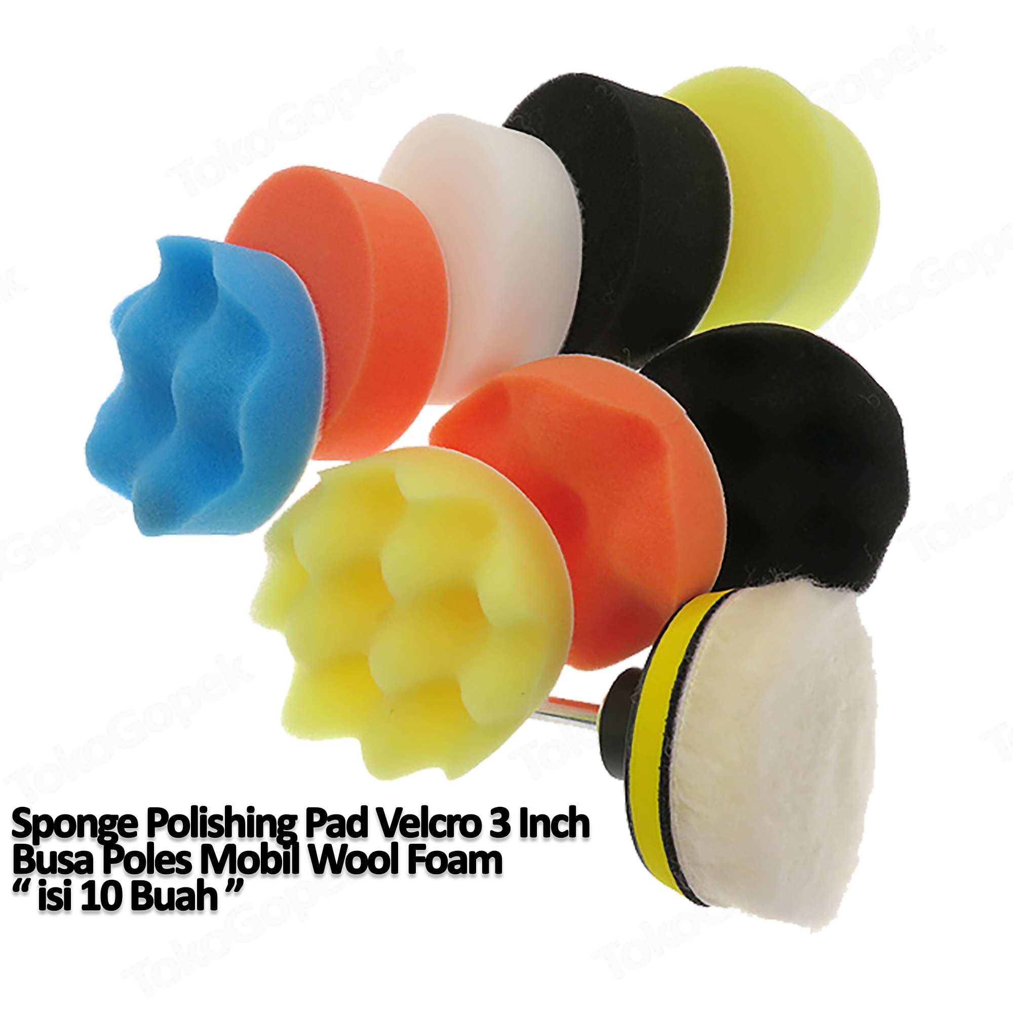 SPONGE POLISHING 3" PAD VELCRO - BUSA POLES MOBIL & MOTOR SET 10 BUAH ...