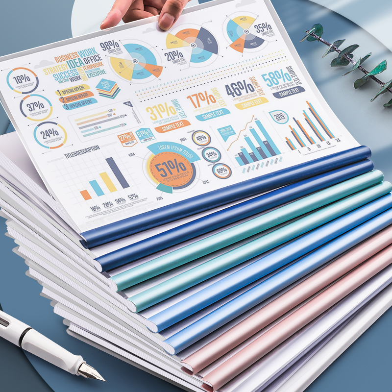 10 Pieces A4 Transparent File Document Rod Sliding Bar File Report ...