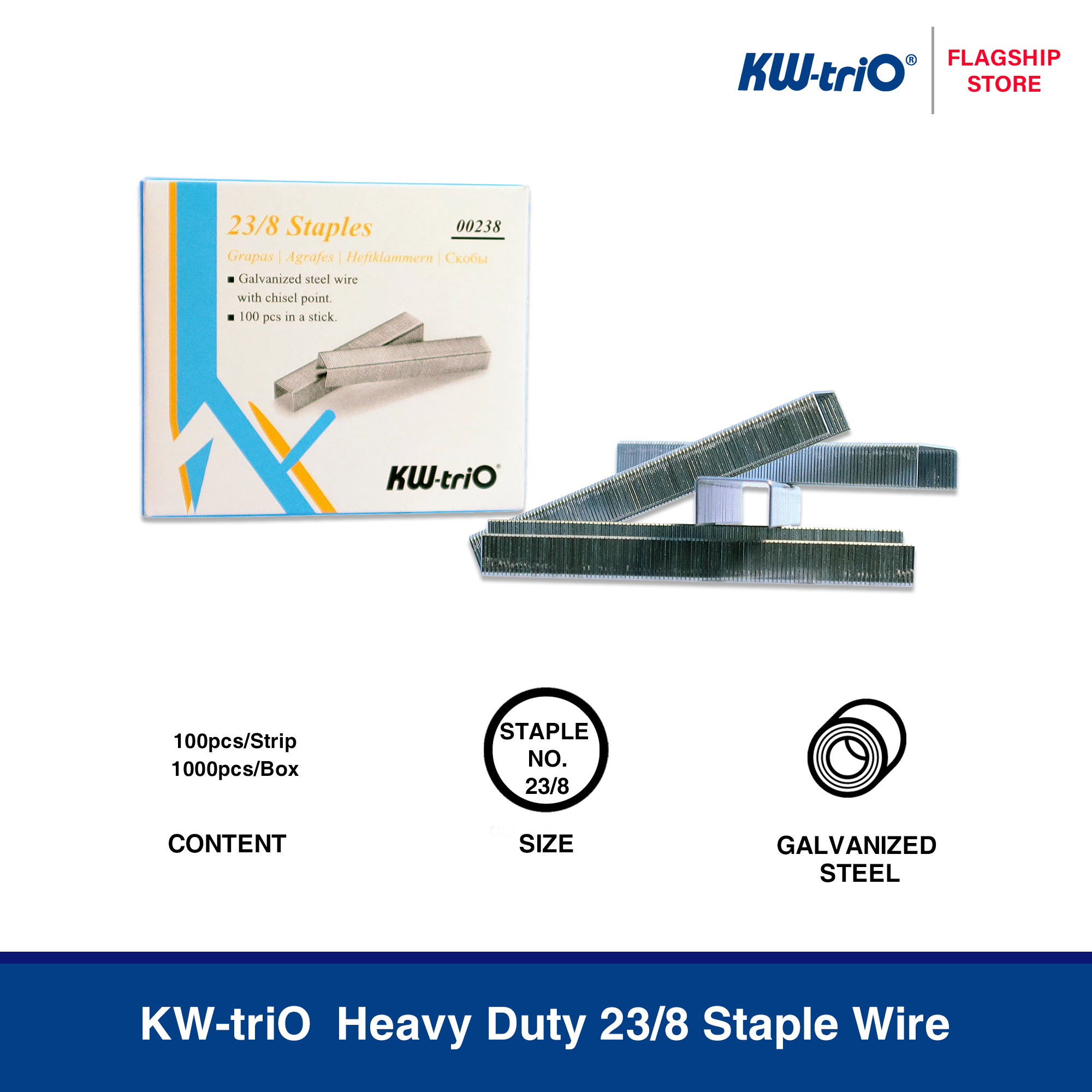 Kw-Trio Heavy Duty 23/8 Staple Wire, 1000 Pieces per Box [15205008 ...