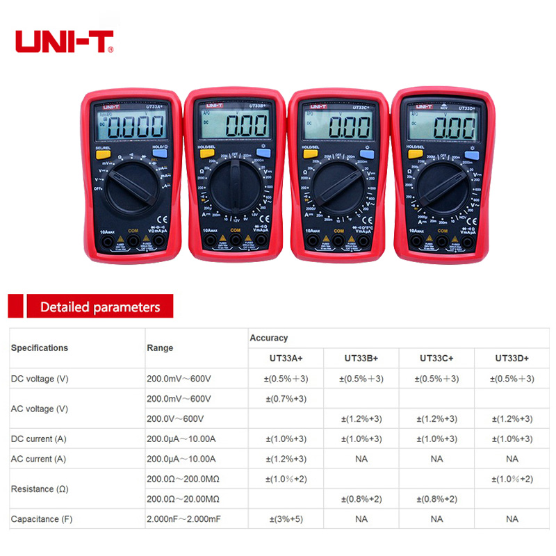 【New Arrivals】UNI-T Multimeter Resistance Measure UT33APlus UT33BPlus ...