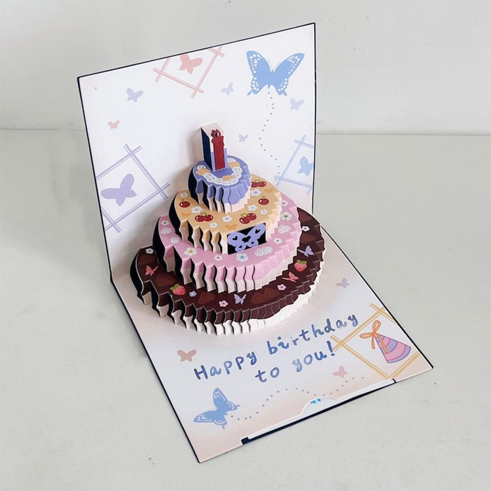 Message Cards Folding 3D Birthday Card with Envelope Handmade Happy ...