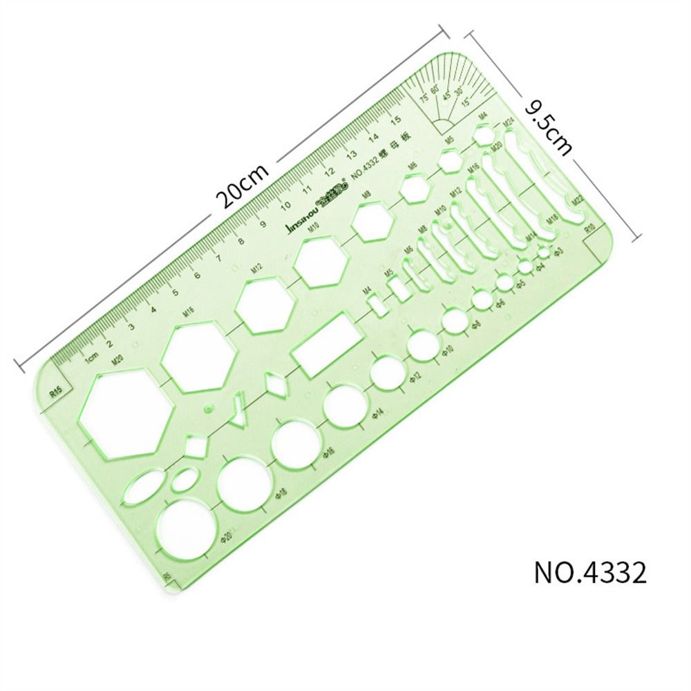Plastic Transparent Oval Green Measuring Tool Circles Template Ruler ...
