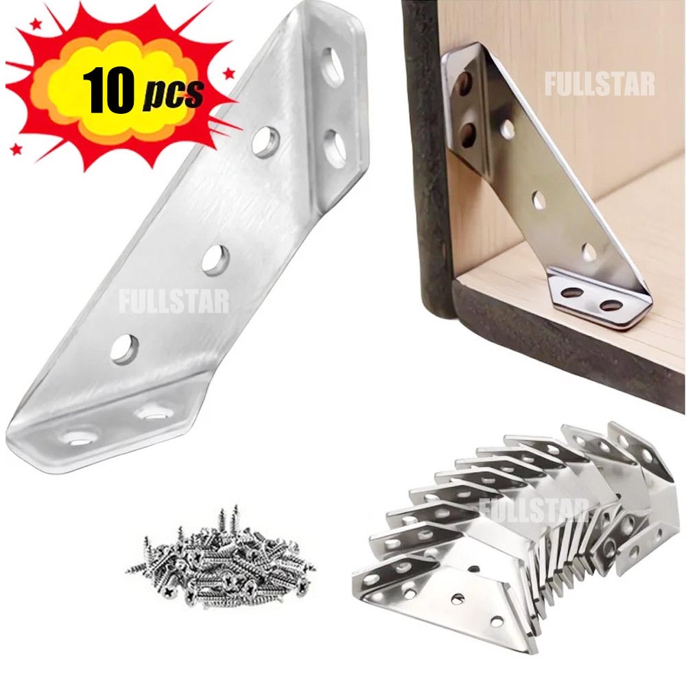 10pcs Universal Furniture Corner Connector Stainless Steel Corner Brace ...