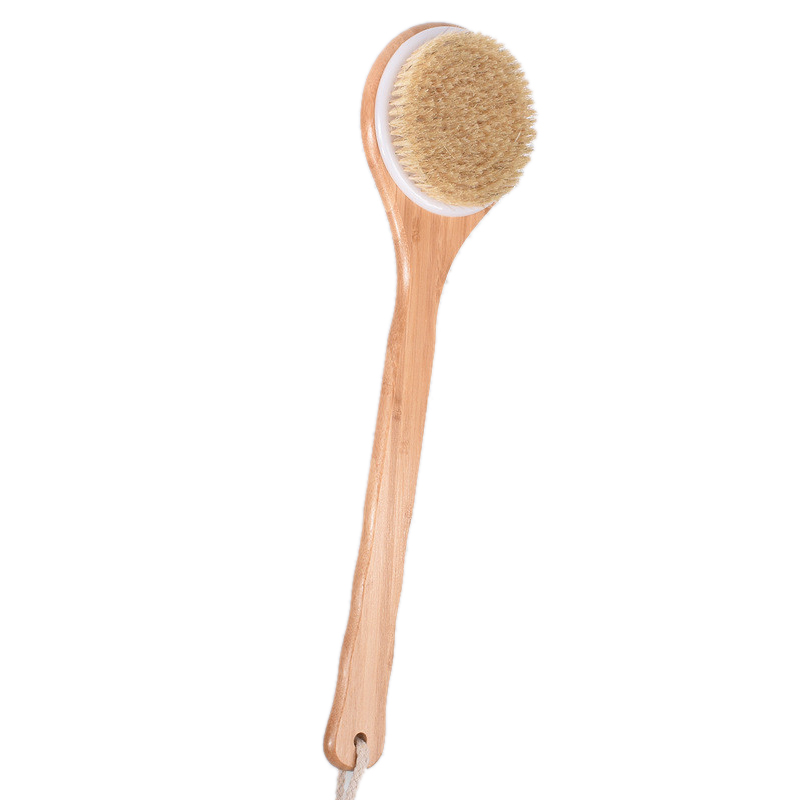 2Pcs / Set Bath Brush Natural Bristles Shower Back Scrubber Brush Dry ...