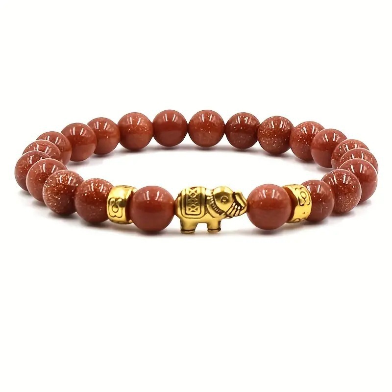 【New Arrivals】TEMU 8mm Tiger's Eye Black Lava Volcanic Elephant Men's ...