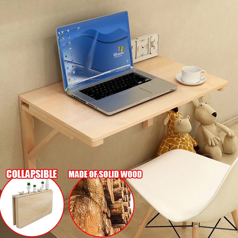 Solid Wood Wall Hanging Folding Table Computer Table Wall Hanging Small ...