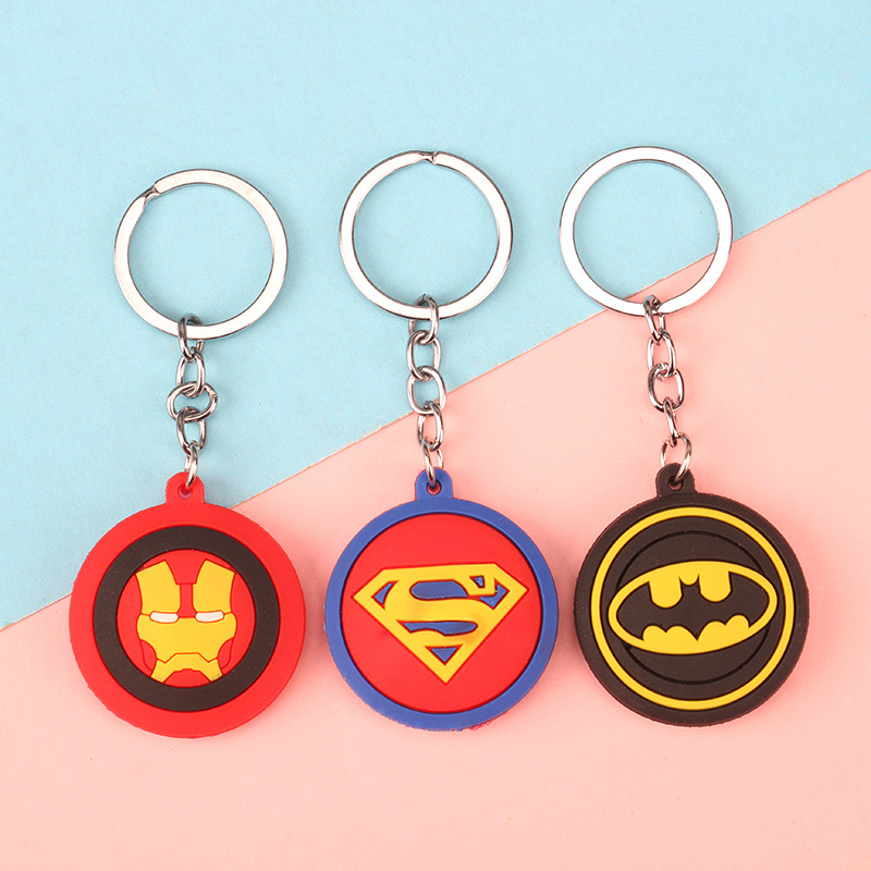 3D Cartoon Keyring PVC Marvel Avengers Keychain Cute Superhero Batman ...