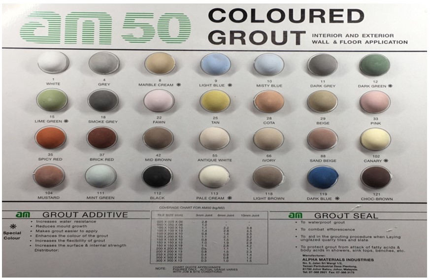 [ AM ] Coloured Grout 2.5kg - For Tile/Marble/Granite Grouting | Lazada ...