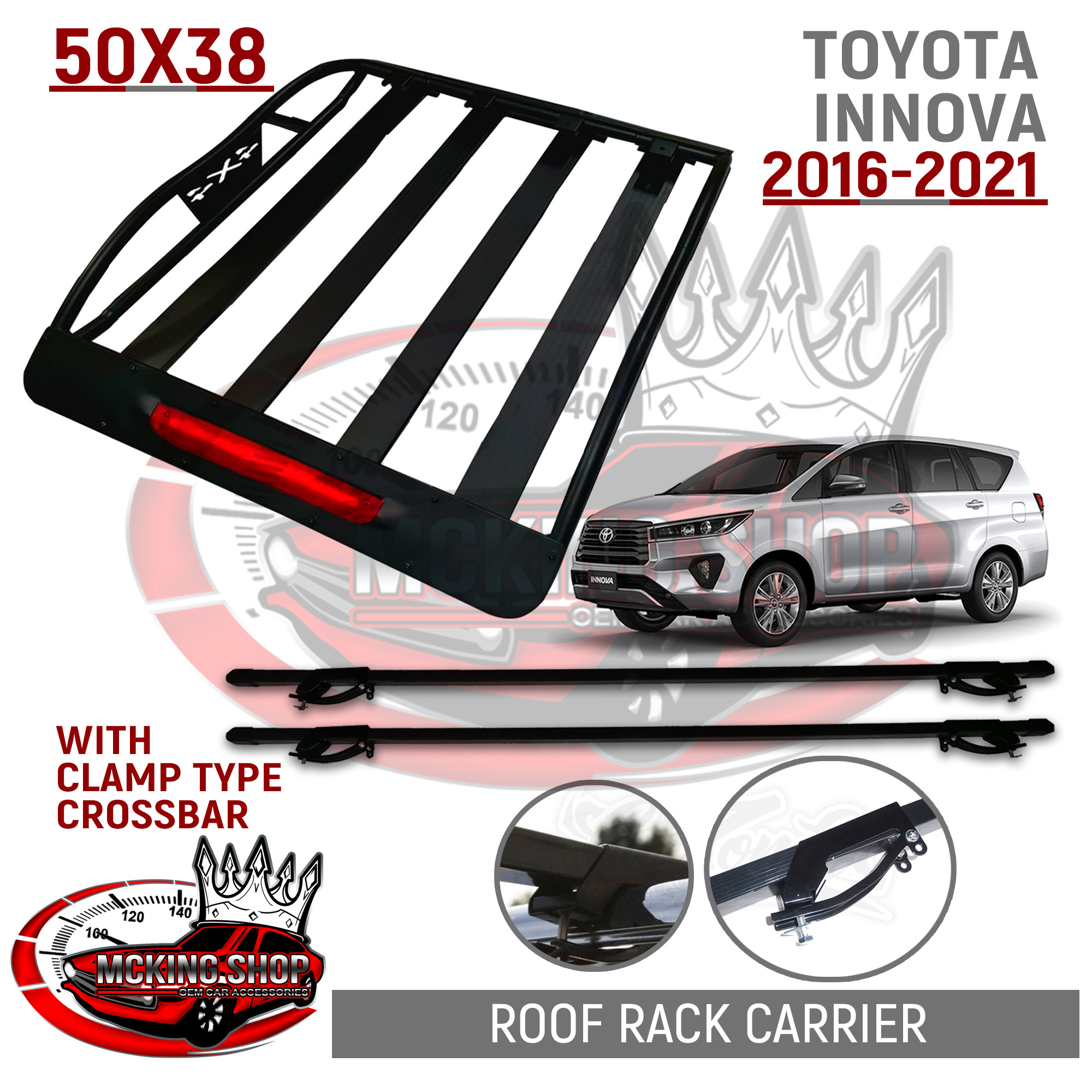 Toyota Innova 2016-2021 4x4 Aluminum Roof Rack with Red Reflector 50x38 ...