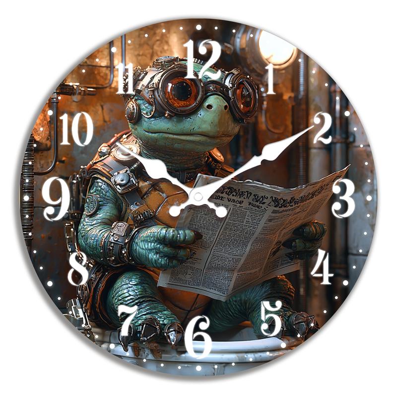 Fashion Steampunk frog reading newspaper Quartz Analog Wooden Silent ...