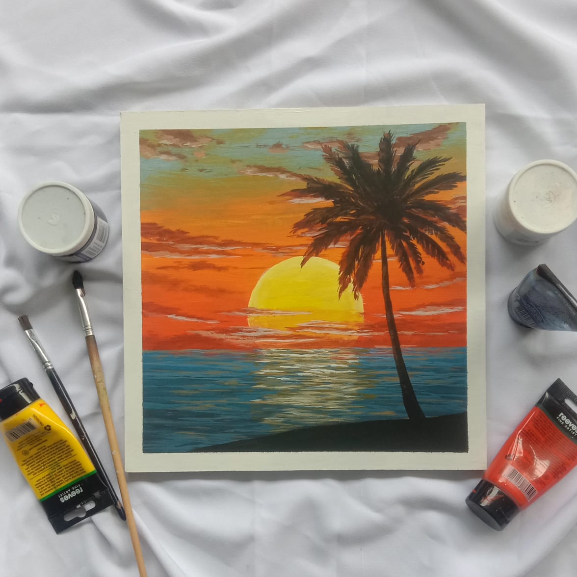 Lukisan Pemandangan Pantai Sunset