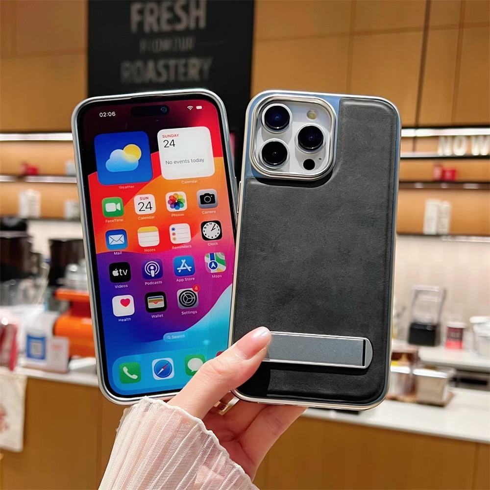 HOCE Luxury Plating Leather Phone Cases For iPhone 17 16 15 14 13 12 11 ...