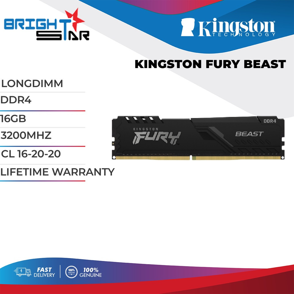 KINGSTON FURY BEAST / LONGDIMM / DDR4 / 16GB / 3200MHZ / CL 16-20-20 ...