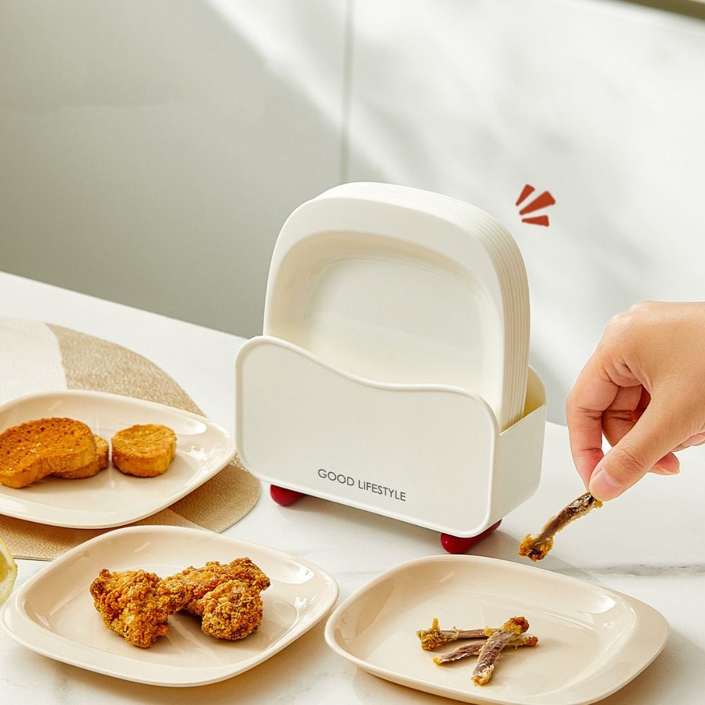 Meal Plate Plastic Bone Spitting Plate Square Shape Anti-drop Trash ...