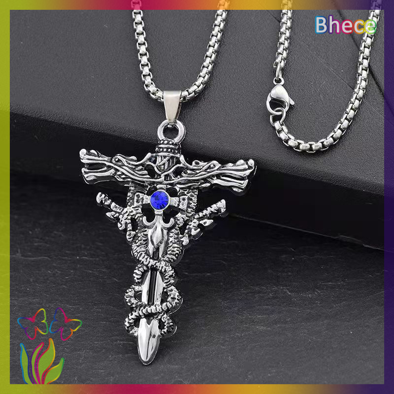 Bhece แฟชั่นพังค์สร้อยคอเหล็กไทเทเนียมสำหรับผู้ชายสร้อยคอโลหะผสมดาบ ...