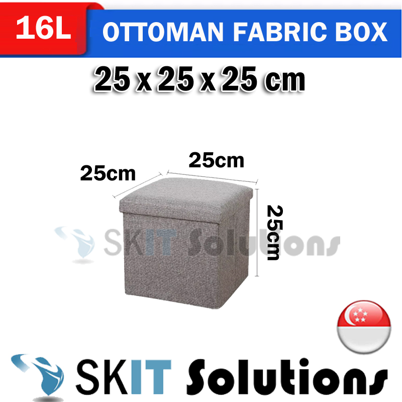 【SKIT SG】Ottoman Fabric / Leather Storage Box Sofa Seat Stool Organizer ...