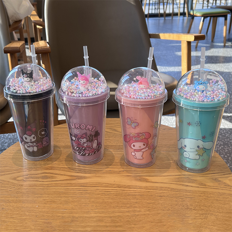 Portable Anime Sanrio Water Bottle Hello Kitty Melody Kuromi Plastic ...