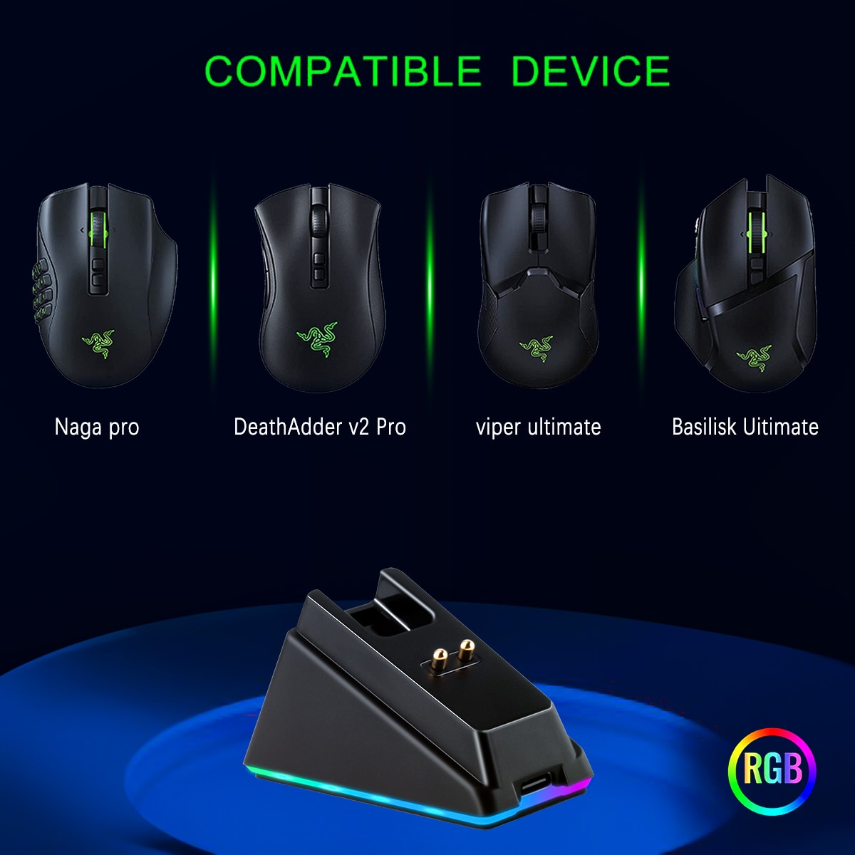 Chroma RGB Charging Dock For Razer Wireless Mouse Deathadder V2 Pro ...