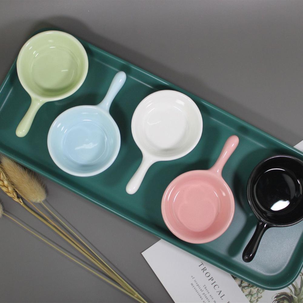 Mini Solid Color Dish Color Glaze Handle Ceramics Seasoning Dipping ...